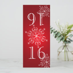 Elegant Snowflakes Red Table Number | Zazzle