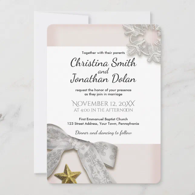 Elegant Snowflakes Winter Wedding Invitation | Zazzle