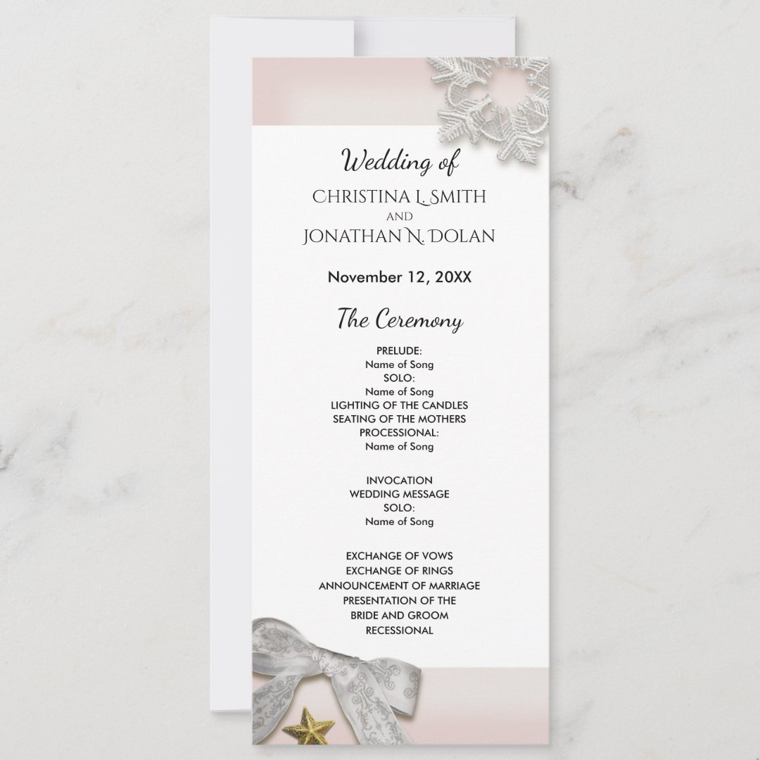 Elegant Snowflakes Winter Wedding Program | Zazzle