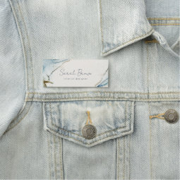 Elegant Soft Abstract Watercolor Blue Gold Beachy Name Tag | Zazzle