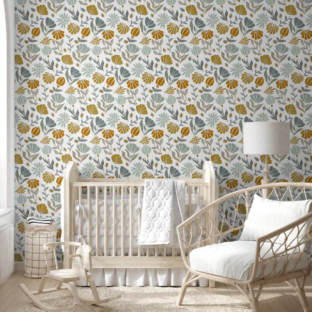 Elegant Soft Floral Clam Shell Pattern Home Wallpaper | Zazzle