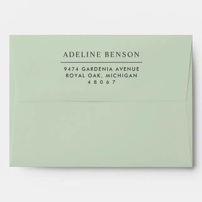 Elegant Soft Green Wedding Mailing Envelope | Zazzle
