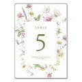 Elegant Soft Pastel Wildflower Botanical Wedding Table Number | Zazzle