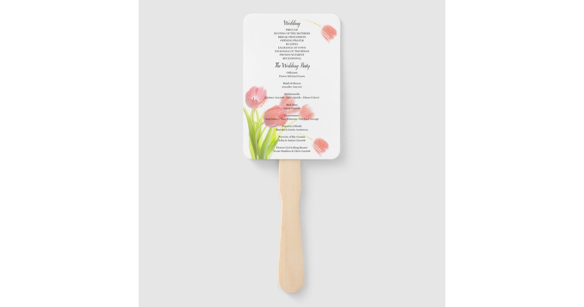 Elegant Soft Pink Tulips Program Hand Fan | Zazzle