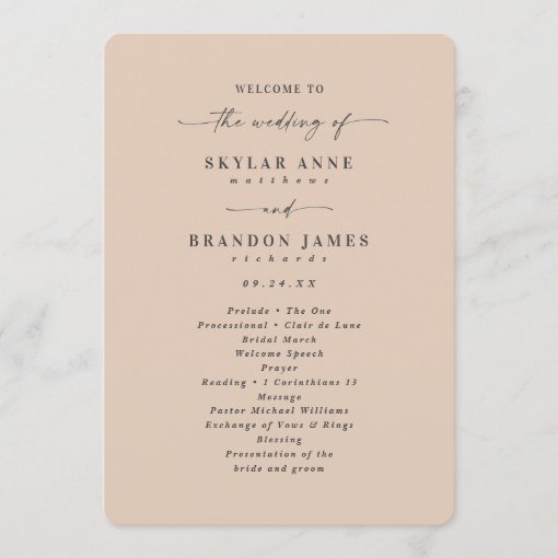 Elegant Solid Champagne Wedding Ceremony Program | Zazzle