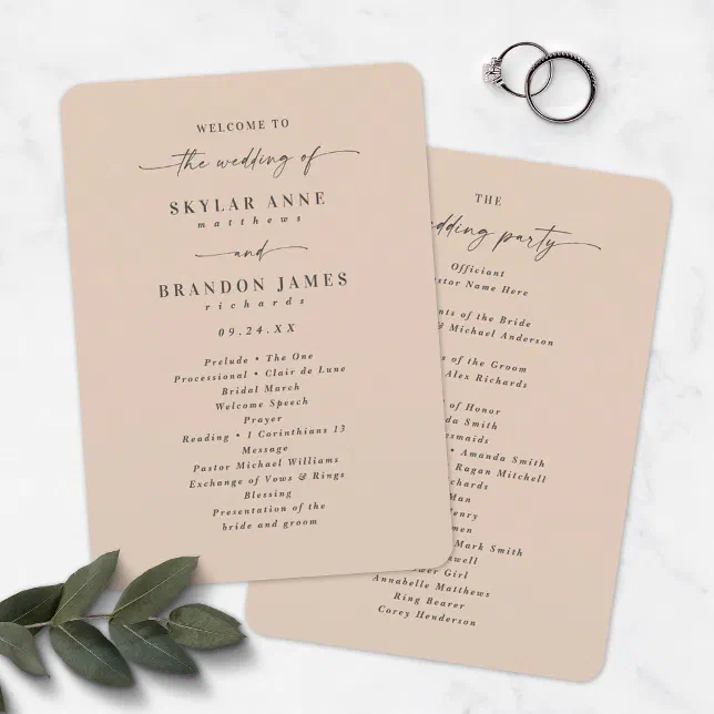 Elegant Solid Champagne Wedding Ceremony Program | Zazzle
