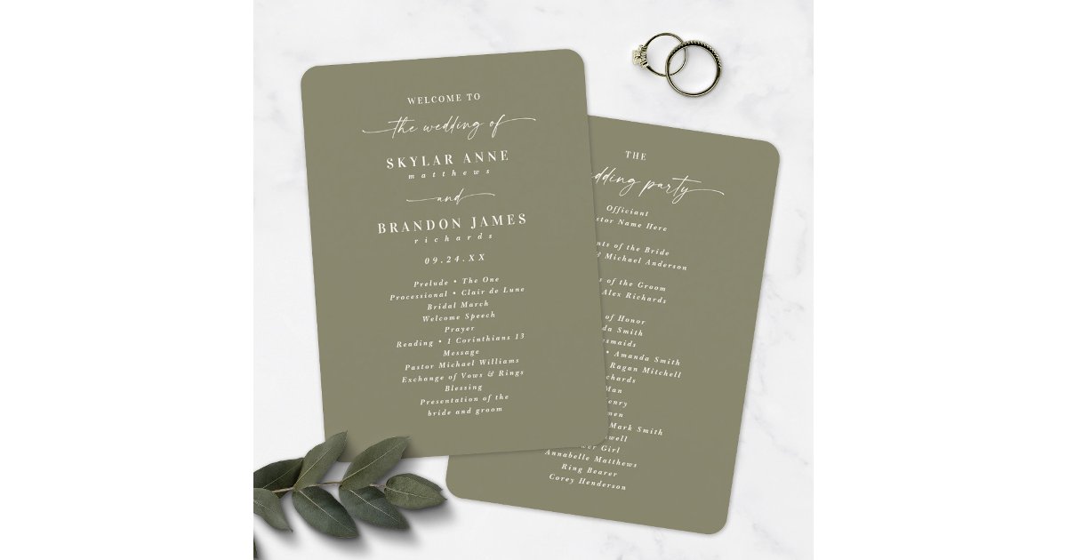 Elegant Solid Lily Green Wedding Ceremony Program | Zazzle