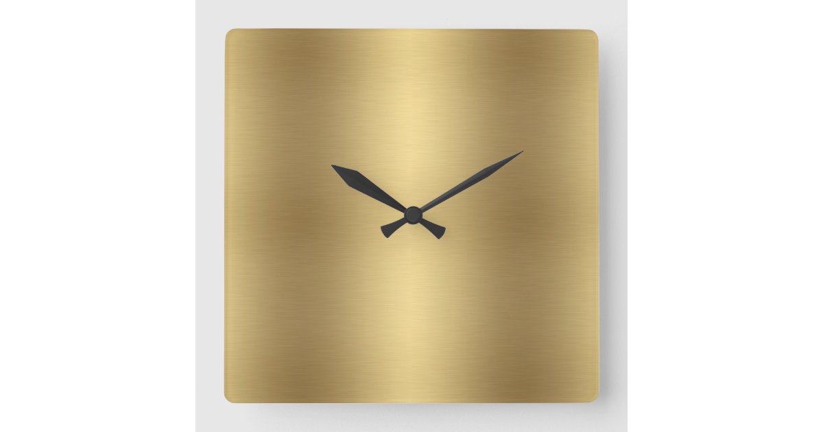 Elegant Solid Metallic Old Gold Square Wall Clock | Zazzle
