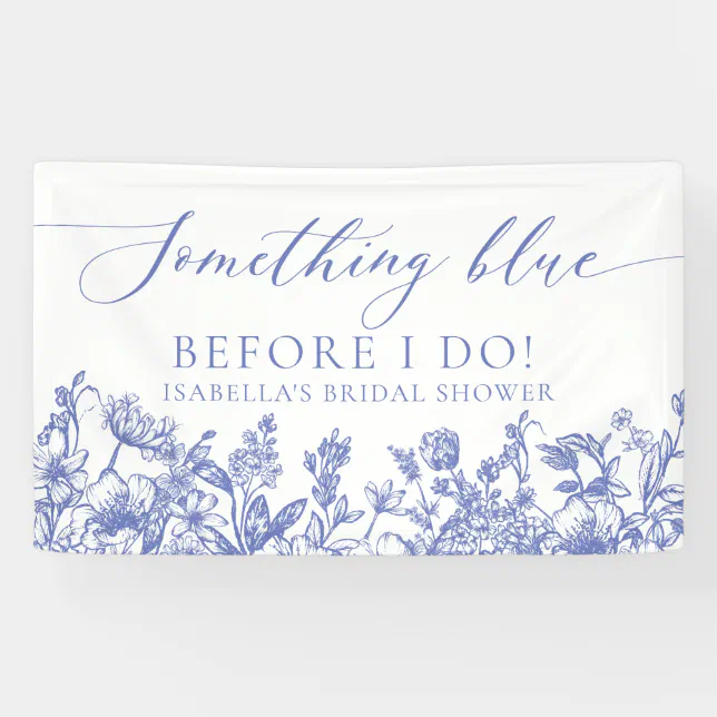 Elegant Something Blue Before I Do Bridal Shower Banner | Zazzle