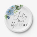 Elegant Something Blue Bridal Shower Welcome Paper Plates | Zazzle