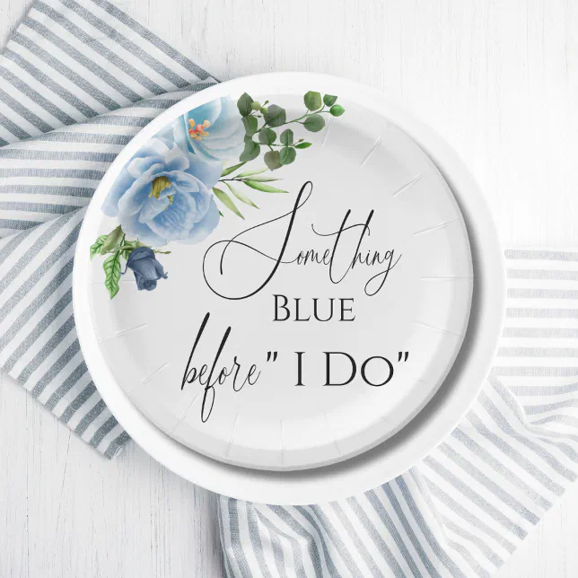 Elegant Something Blue Bridal Shower Welcome Paper Plates | Zazzle