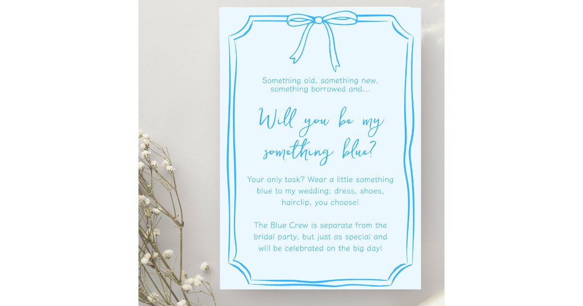 Elegant Something Blue Crew Bridal Party Proposal Card | Zazzle