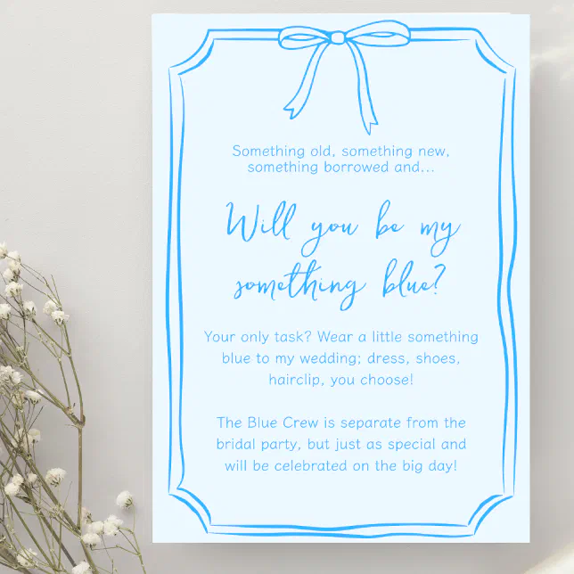 Elegant Something Blue Crew Bridal Party Proposal Card | Zazzle