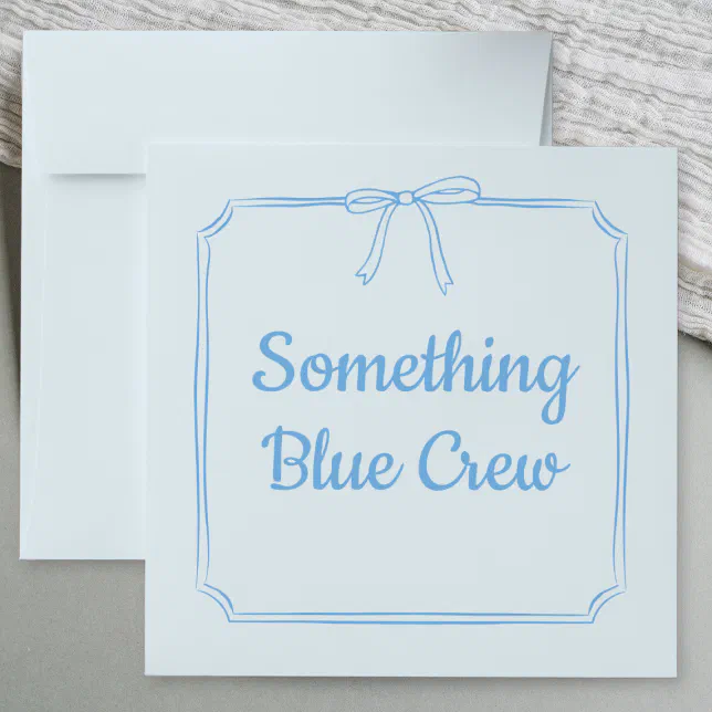 Elegant Something Blue Crew Cute Bow Bridal Party Envelope | Zazzle