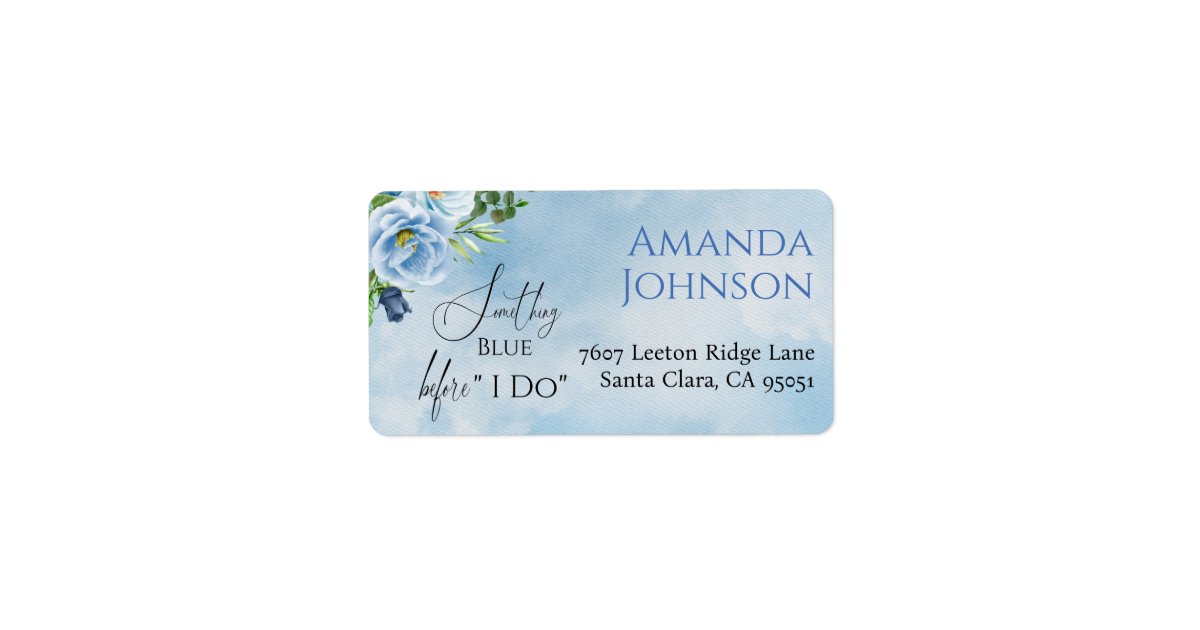 Elegant Something Blue Floral Bridal Shower Label | Zazzle