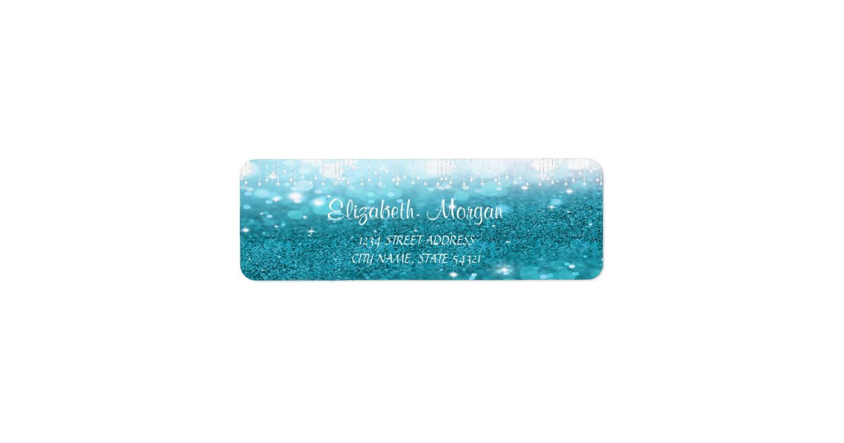 Elegant Sophisticated Blue GlIttery Bokeh Address Label | Zazzle