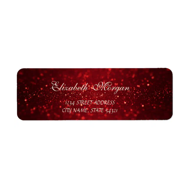 Elegant Sophisticated Bokeh Red Address Label | Zazzle