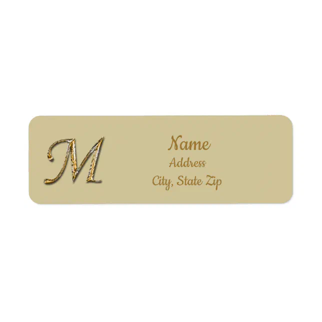 Elegant Sophisticated Gold Letter M Monogram Label | Zazzle