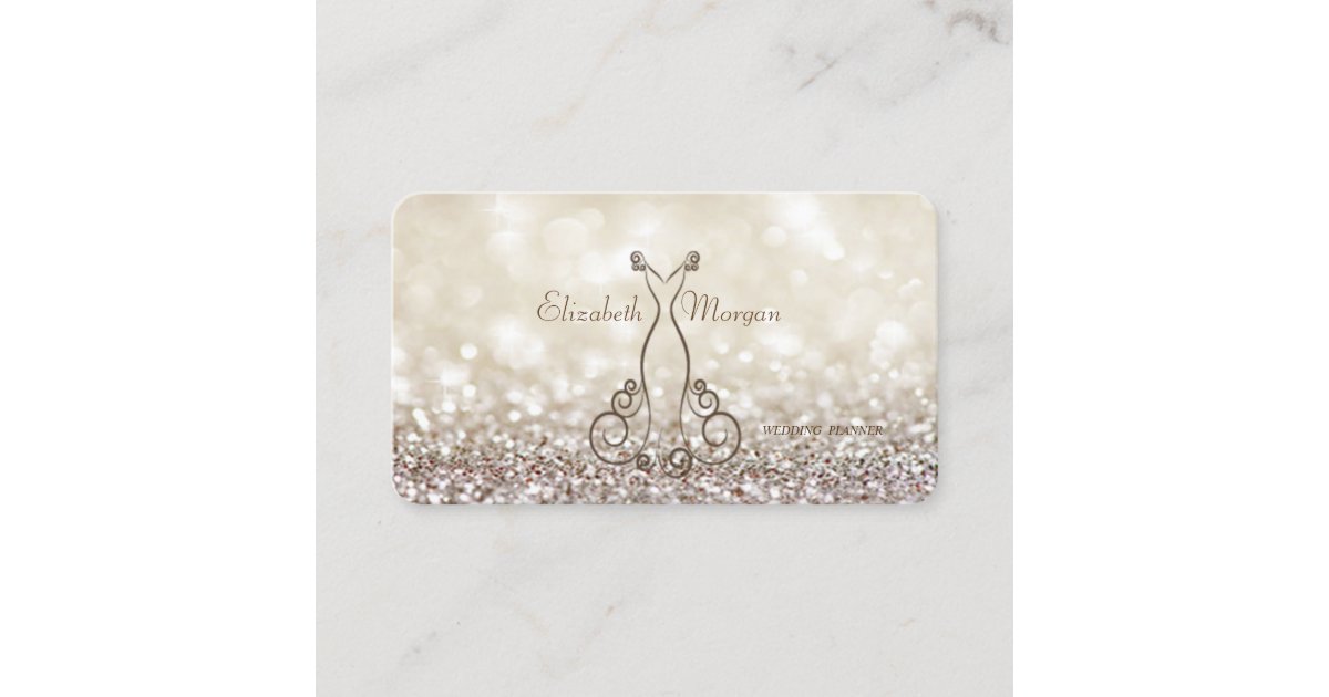 Elegant Sophisticated Modern Glittery Bokeh,Dress Business Card | Zazzle