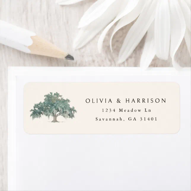 Elegant Southern Oak Tree Custom Address Label | Zazzle