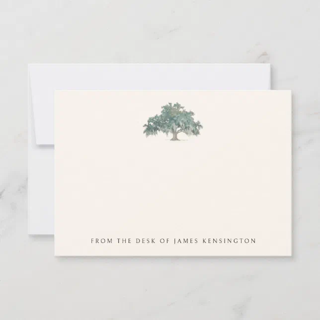 Elegant Southern Oak Tree Custom Text Note Card | Zazzle