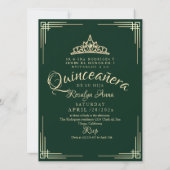 Elegant Spanish Quinceañera Mis Quince Green Gold Invitation | Zazzle