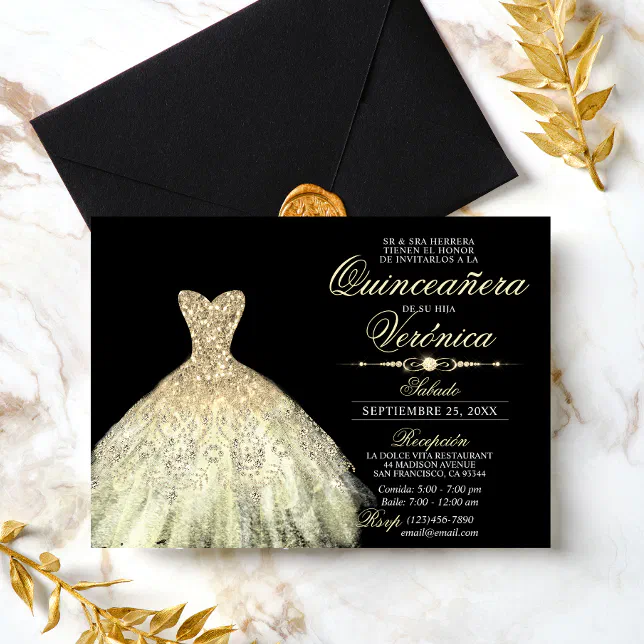 Elegant Spanish Quinceañera Mis Quince Invitation | Zazzle