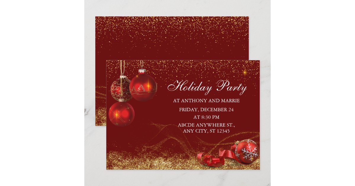 Elegant sparkle christmas ball invitation | Zazzle