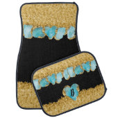 Elegant Sparkle Glitter Gold Aquamarine Car Floor Mat | Zazzle