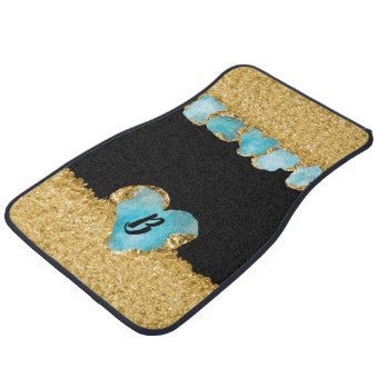 Elegant Sparkle Glitter Gold Aquamarine Car Floor Mat | Zazzle