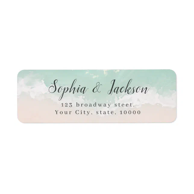 Elegant sparkling ocean beach Return Address Label | Zazzle