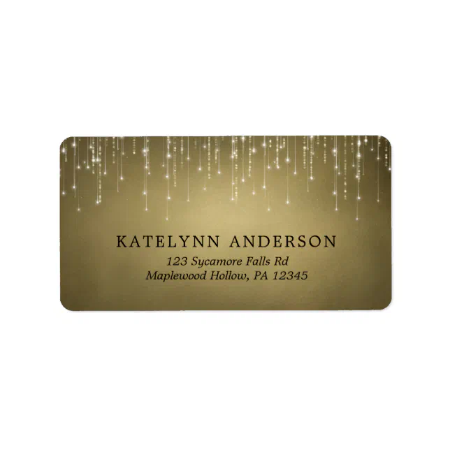 Elegant Sparkling String Lights Gold Wedding Label | Zazzle