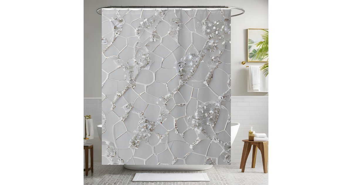 Elegant Sparkling White Sequin Shower Curtain | Zazzle