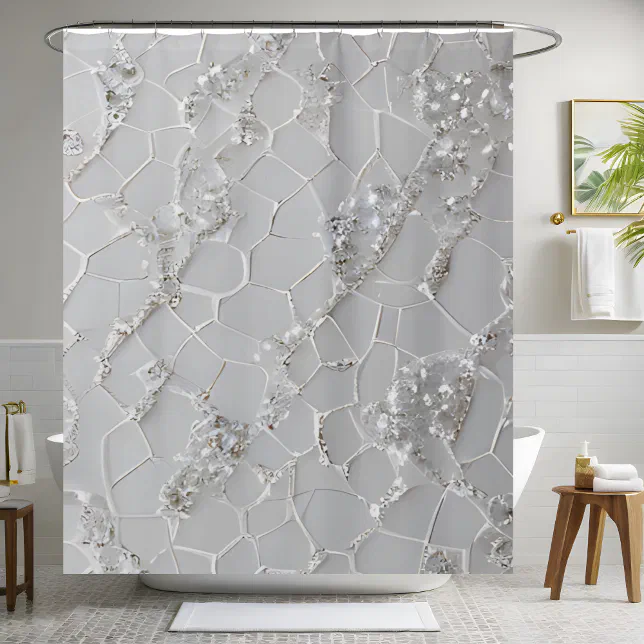 Elegant Sparkling White Sequin Shower Curtain | Zazzle