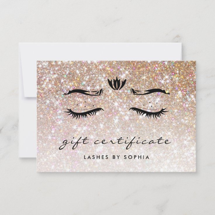 Elegant Sparkly Champagne Lashes Gift Certificate | Zazzle
