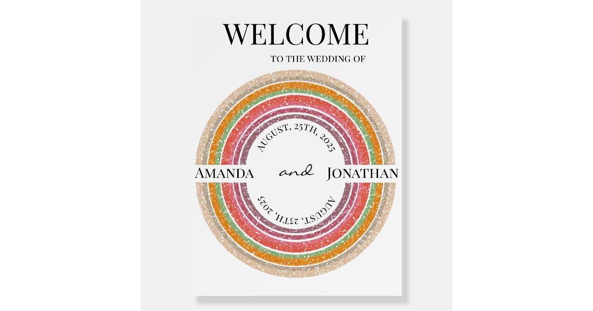 Elegant Sparkly Rainbow Wedding Welcome Sign | Zazzle