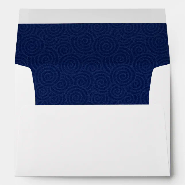 Elegant Spirals Navy Lined Envelope | Zazzle