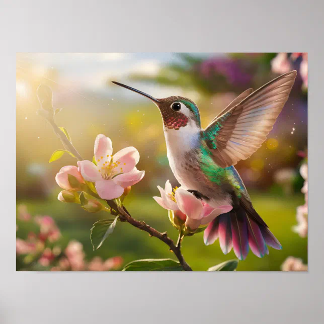 Elegant Spirit Animal: Hummingbird in Flight Poster | Zazzle