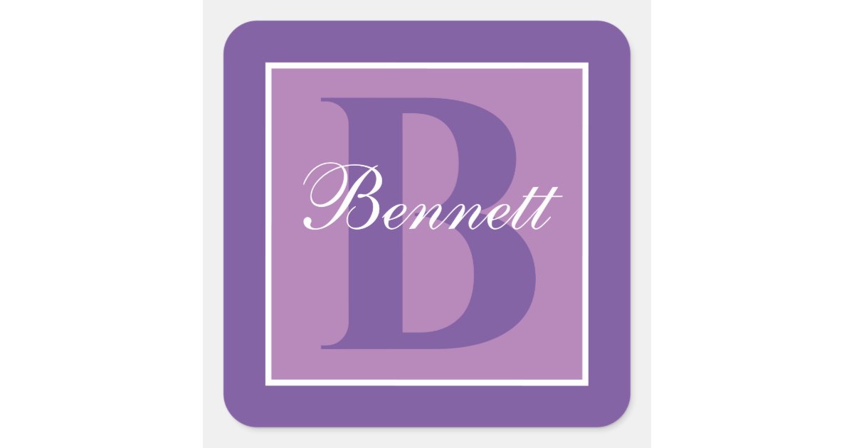 Elegant Split Initial Square Sticker | Zazzle