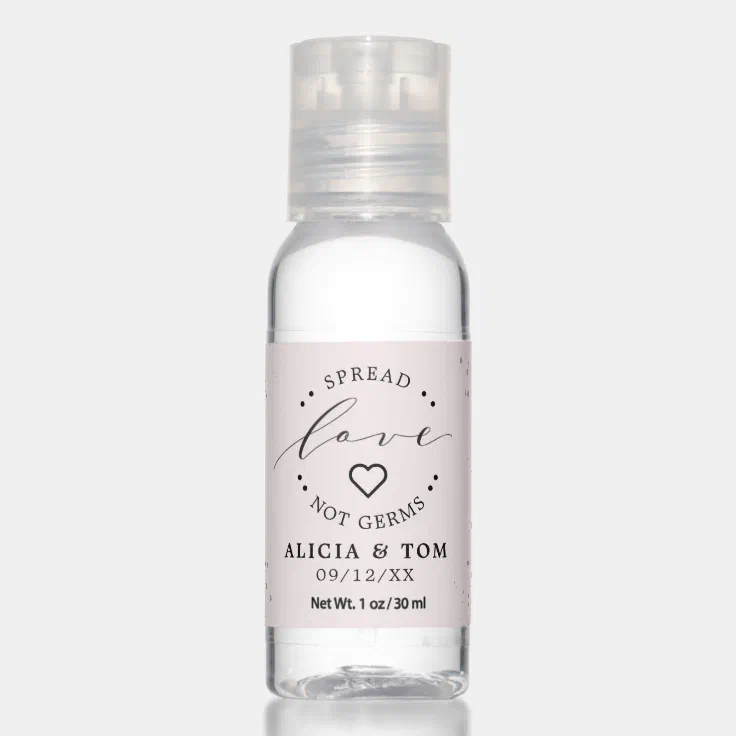 Elegant Spread Love Not Germs Blush Hand Sanitizer | Zazzle