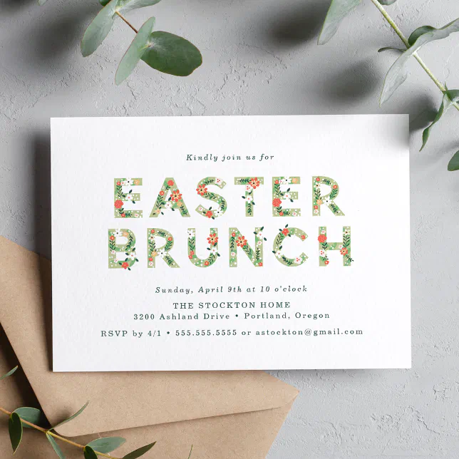 Elegant Spring Floral Easter Brunch Invitation | Zazzle