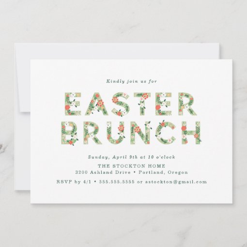 Elegant Spring Floral Easter Brunch Invitation | Zazzle