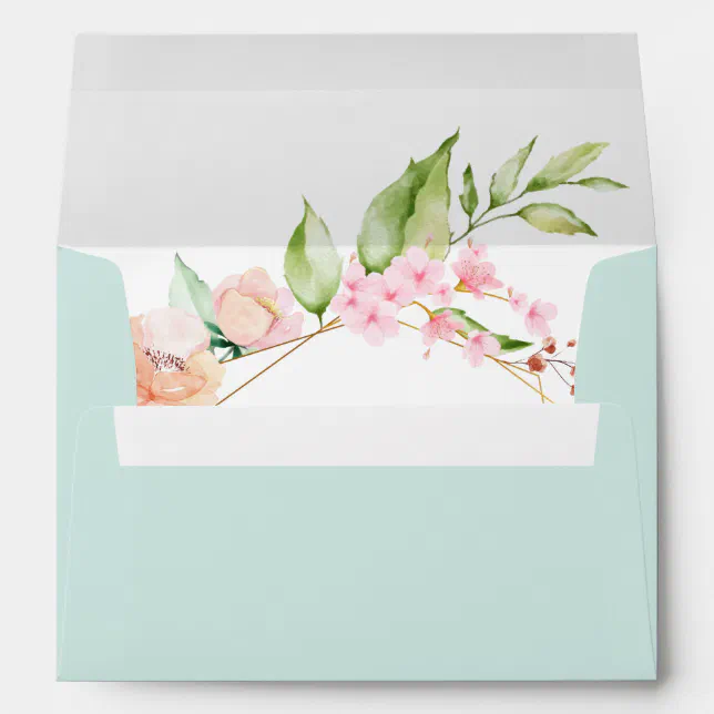 Elegant Spring Floral Watercolor Mint Green Envelope | Zazzle