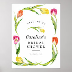 Elegant Spring Flower Tulip Bridal Shower Sign | Zazzle