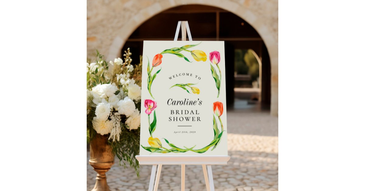 Elegant Spring Flower Tulip Bridal Shower Sign | Zazzle