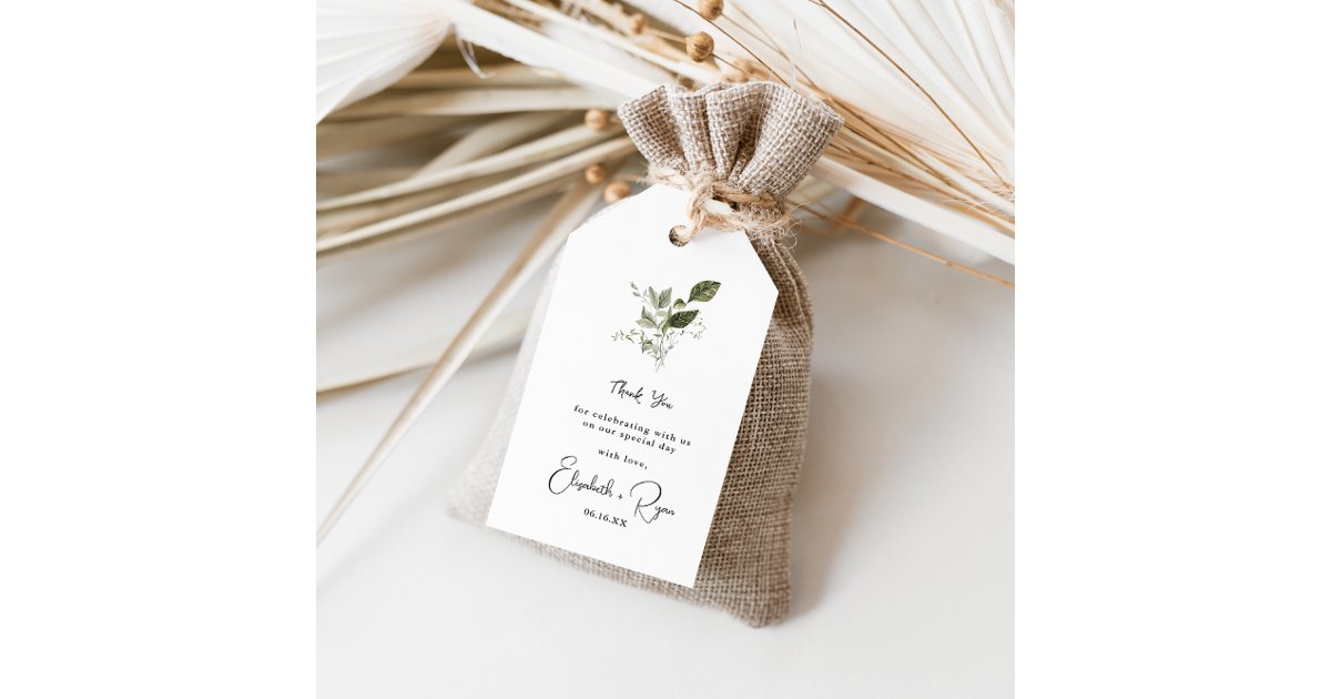 Elegant Spring Greenery | Wedding Thank You Gift Tags | Zazzle
