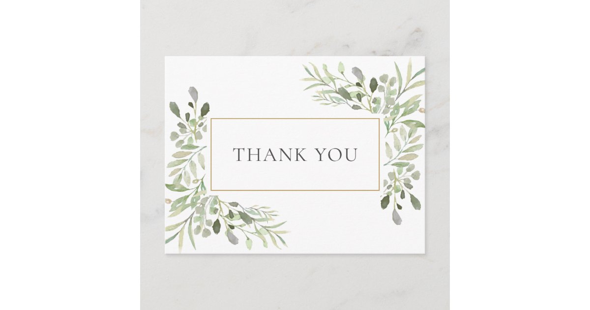 Elegant Spring Leaves Business Thank You Postcard | Zazzle
