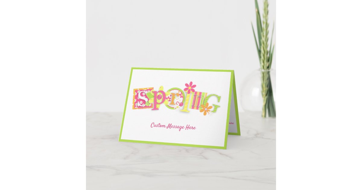 Elegant Spring Season Flowers Pink Green Greeting Card | Zazzle