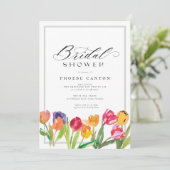 Elegant Spring Tulip Calligraphy Bridal Shower Invitation | Zazzle