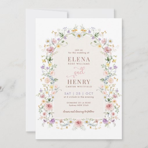 Elegant Spring Wildflower Meadow Fairytale Wedding Invitation | Zazzle